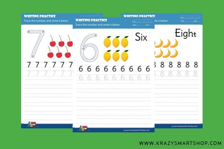 Number 6 to 10 Writing Practice Worksheets - Krazy Smart Shop